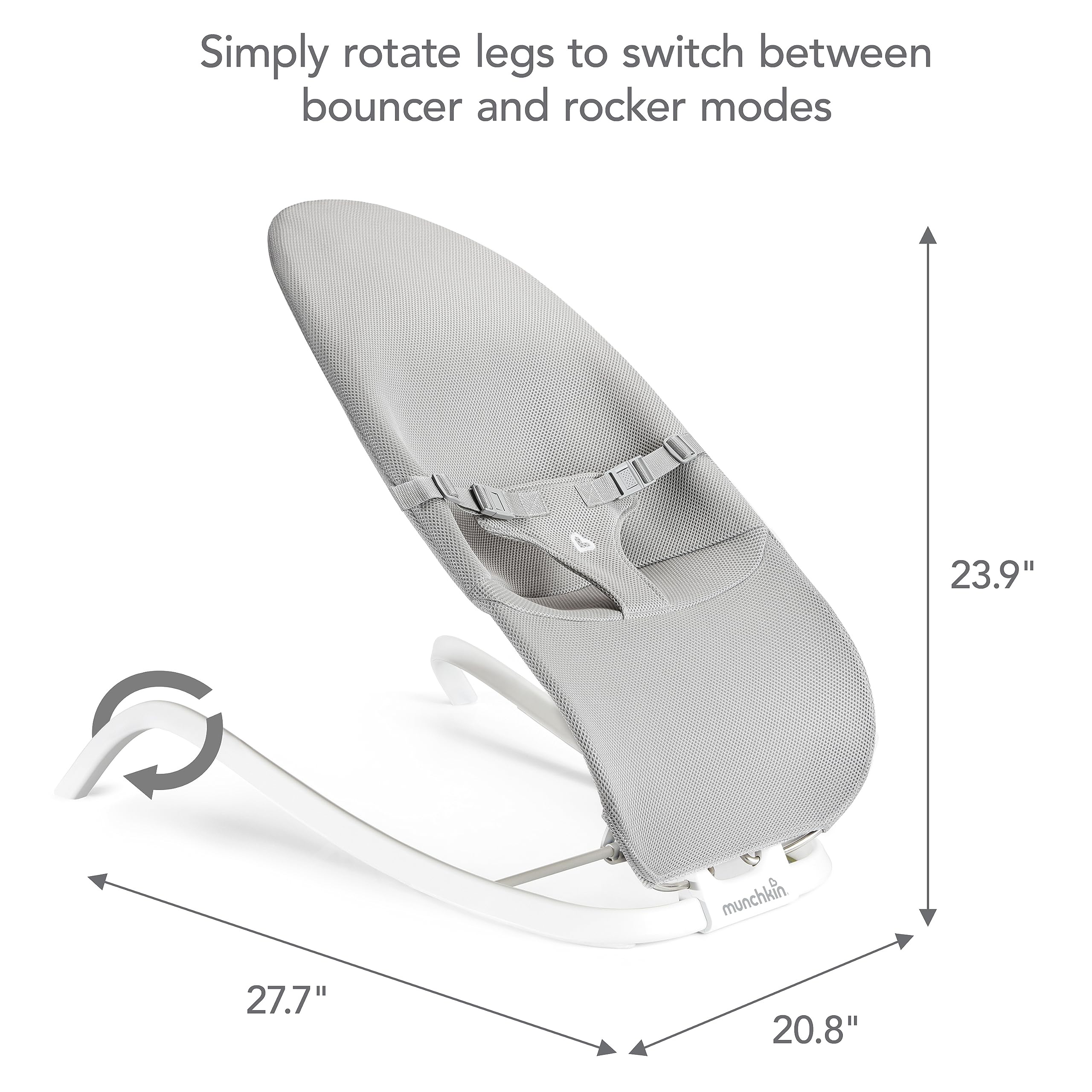 Munchkin® Spring 2-in-1 Baby Bouncer & Rocker - Portable, Lightweight & Compact with 3 Recline Positions for Newborns up to 20 lbs.