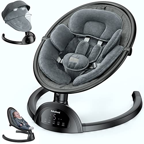 BabyBond Baby Swings for Infants, Bluetooth Infant Swing with Music Speaker with 3 Seat Positions, 5 Point Harness Belt, 5 Speeds and Remote Control - Portable Baby Swing for Indoor and Outdoor