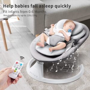 Lupfung Baby Swings for Infants, Bluetooth Baby Rocker with 5 Unique Motions, Natural Sway Baby Swing for Newborn, LED Touch Panel,Music Speaker ,Remote Control,Swing for Infants ,Gray