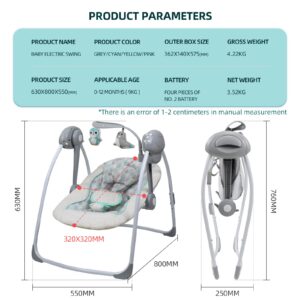 Vannetgo Comfort Portable Swing,Comfort Baby Rocking Chair with Soothing Music，Foldable,Bionic Design, Baby Rests Peacefully (WTY25122)