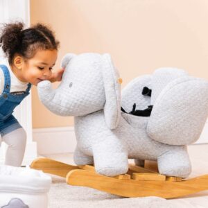 Nattou Rocking Horse Animal for Children, Tembo The Elephant, 10-36 Months, 25"x13"x18" in (64 x 34 x 46 cm), Grey, 929141