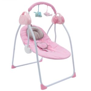 baby rocking chair, electric baby swings with safety belt, mp3 player and remote control, usb baby bouncer chair baby swings for infants to toddler (pink)