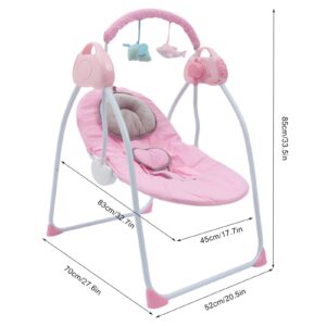 Baby Rocking Chair, Electric Baby Swings with Safety Belt, MP3 Player and Remote Control, USB Baby Bouncer Chair Baby Swings for Infants to Toddler (Pink)