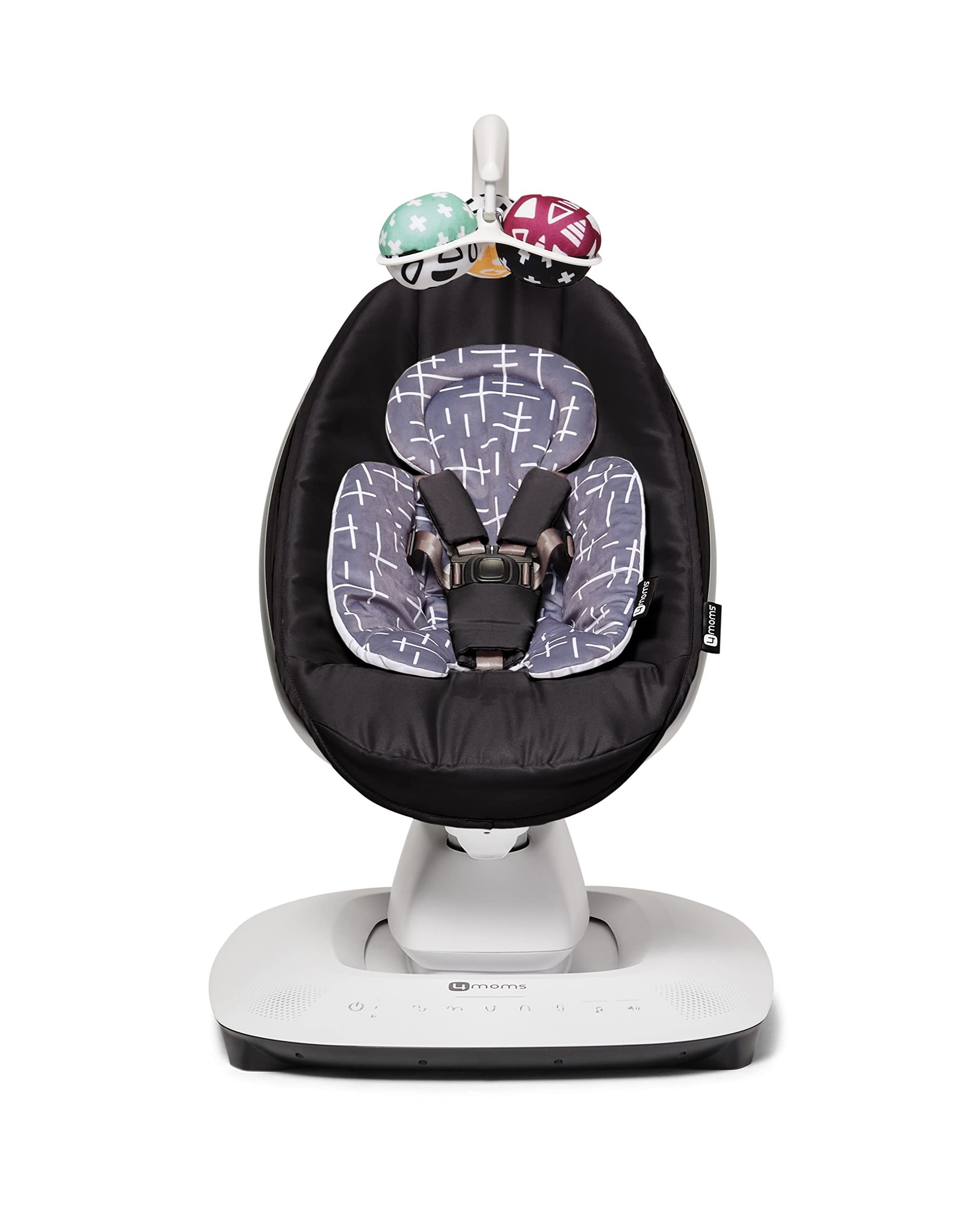 4moms MamaRoo Multi-Motion Baby Swing in Classic Black with Plush Infant Insert, Dark Grey