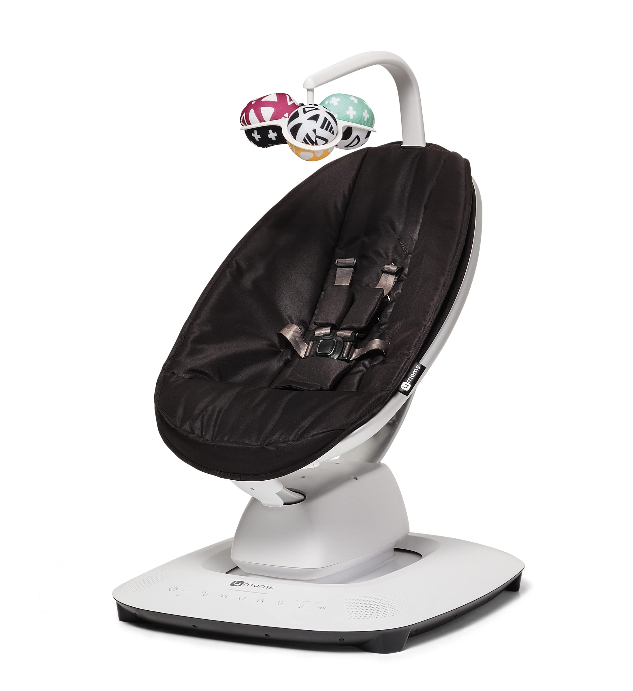 4moms MamaRoo Multi-Motion Baby Swing in Classic Black with Plush Infant Insert, Dark Grey