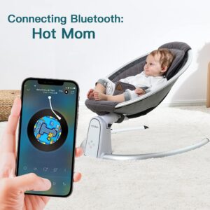 Hot Mom New Baby Swing Bluetooth and Intelligence Timing Electric Baby Rocker Multiple Gears Seat Adjustment & Baby Chair(Sand)