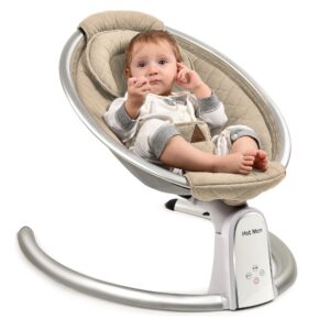 Hot Mom New Baby Swing Bluetooth and Intelligence Timing Electric Baby Rocker Multiple Gears Seat Adjustment & Baby Chair(Sand)