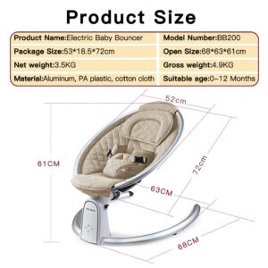 Hot Mom New Baby Swing Bluetooth and Intelligence Timing Electric Baby Rocker Multiple Gears Seat Adjustment & Baby Chair(Sand)