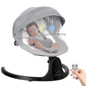 yaoyuqian electric baby swing for infants, automatic infant swing, compact newborn swing for baby boy girl, portable baby rocker baby bouncer with 10 lullabies, 5 speeds, 3 seat angles, remote control