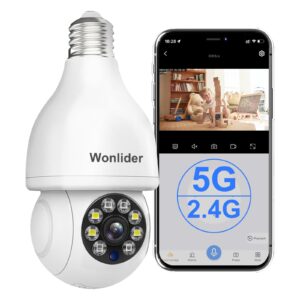 5g light bulb security camera,ptz 360° wireless cameras outdoor indoor,1080p wifi 6 dual band home surveillance dome cameras,2 way audio color night vision,motion detection alarm e27