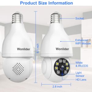 5G Light Bulb Security Camera,PTZ 360° Wireless Cameras Outdoor Indoor,1080P WiFi 6 Dual Band Home Surveillance Dome Cameras,2 Way Audio Color Night Vision,Motion Detection Alarm E27