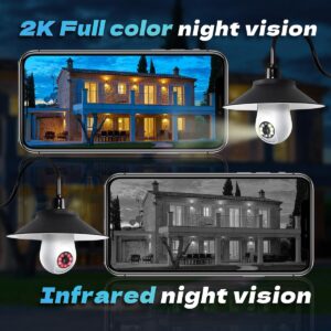 BJR 2K Light Bulb Security Cameram, 4MP 5G & 2.4G WiFi Security Camera Wireless Outdoor Indoor 360 Camera for Home with Color Night Vision Motion&Siren Alert Auto Motion E27 Socket