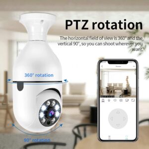 1080P Light Bulb Security Camera, 360° Panoramic 2.4Ghz & 5Ghz Wireless WiFi Camera,with Infrared Night Vision & Motion Detection & 2-Way Audio Home Camera for Baby/Elder/Pet