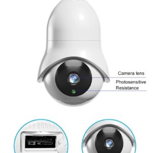 bluedery Light Bulb Camera 2.4GHz & 5G WiFi, 1080P E27 Light Bulb Camera Security Camera, Indoor 360°Home Security Cameras, Full Color Day and Night, Smart Motion Detection, Two-Way Audio