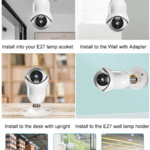 bluedery Light Bulb Camera 2.4GHz & 5G WiFi, 1080P E27 Light Bulb Camera Security Camera, Indoor 360°Home Security Cameras, Full Color Day and Night, Smart Motion Detection, Two-Way Audio