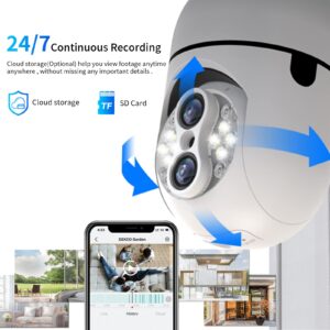 Upgraded 10x Zoom Dual Lens Light Bulb Camera, Waterproof Light Bulb Security Camera, 2MP 360° Light Bulb Camera Wifi Outdoor, 2.4Ghz 30m Auto Tracking Night Vision Motion Detection Light Bulb Camera