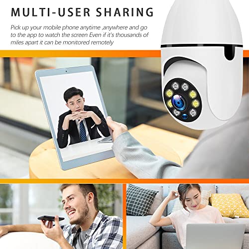 IZENGATE Light Bulb Security Camera,2.4GHz/5GHz Wireless WiFi 1080P Outdoor Cam, 360° Panoramic Motion Detection and Alarm Two-Way Audio E27 Socket,Home Surveillance Cameras with 64GB Card (1PCS)