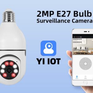 IZENGATE Light Bulb Security Camera,2.4GHz/5GHz Wireless WiFi 1080P Outdoor Cam, 360° Panoramic Motion Detection and Alarm Two-Way Audio E27 Socket,Home Surveillance Cameras with 64GB Card (1PCS)