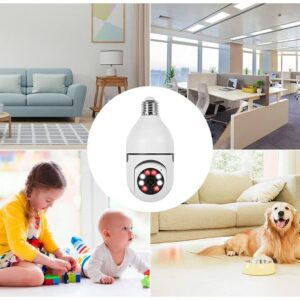 IZENGATE Light Bulb Security Camera,2.4GHz/5GHz Wireless WiFi 1080P Outdoor Cam, 360° Panoramic Motion Detection and Alarm Two-Way Audio E27 Socket,Home Surveillance Cameras with 64GB Card (1PCS)