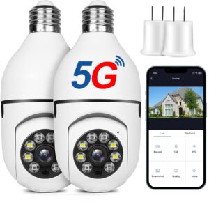 gufamily light bulb camera 2k night vision security surveillance camera support 2.4ghz & 5ghz wifi camera remote control outdoor camera motion detection & tracking cam, cloud & sd card storage