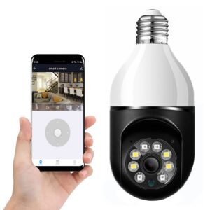 e27 360° security cameras wireless outdoor, 2.4ghz & 5g wifi light bulb security camera, 1080p video surveillance for home security, indoor night vision cam system, motion detection, two-way talk