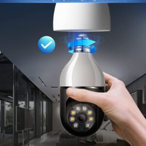 E27 360° Security Cameras Wireless Outdoor, 2.4GHz & 5G WiFi Light Bulb Security Camera, 1080p Video Surveillance for Home Security, Indoor Night Vision Cam System, Motion Detection, Two-Way Talk