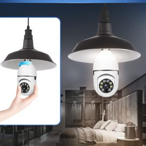 bluedery E27 360° Light Bulb Camera, 2.4GHz & 5G WiFi Security Cameras Wireless, 1080p Night Vision Home Security, Indoor Video Surveillance System, Motion Sensor Detection, Two-Way Audio-Talk