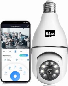 light bulb camera, 1080p wireless home security camera, 360 degree 2.4ghz wifi smart surveillance cam with motion detection alarm night vision