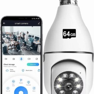 Light Bulb Camera, 1080P Wireless Home Security Camera, 360 Degree 2.4GHz WiFi Smart Surveillance Cam with Motion Detection Alarm Night Vision