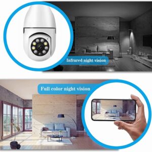 Light Bulb Camera, 1080P Wireless Home Security Camera, 360 Degree 2.4GHz WiFi Smart Surveillance Cam with Motion Detection Alarm Night Vision