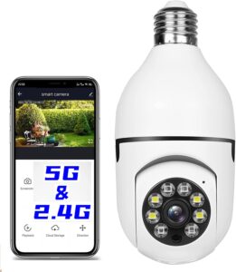 light bulb security camera 2.4ghz & wireless wifi outdoor, 1080p light socket, indoor 360° home security cameras, full color day and night, smart motion detection (1pc, support 5g)