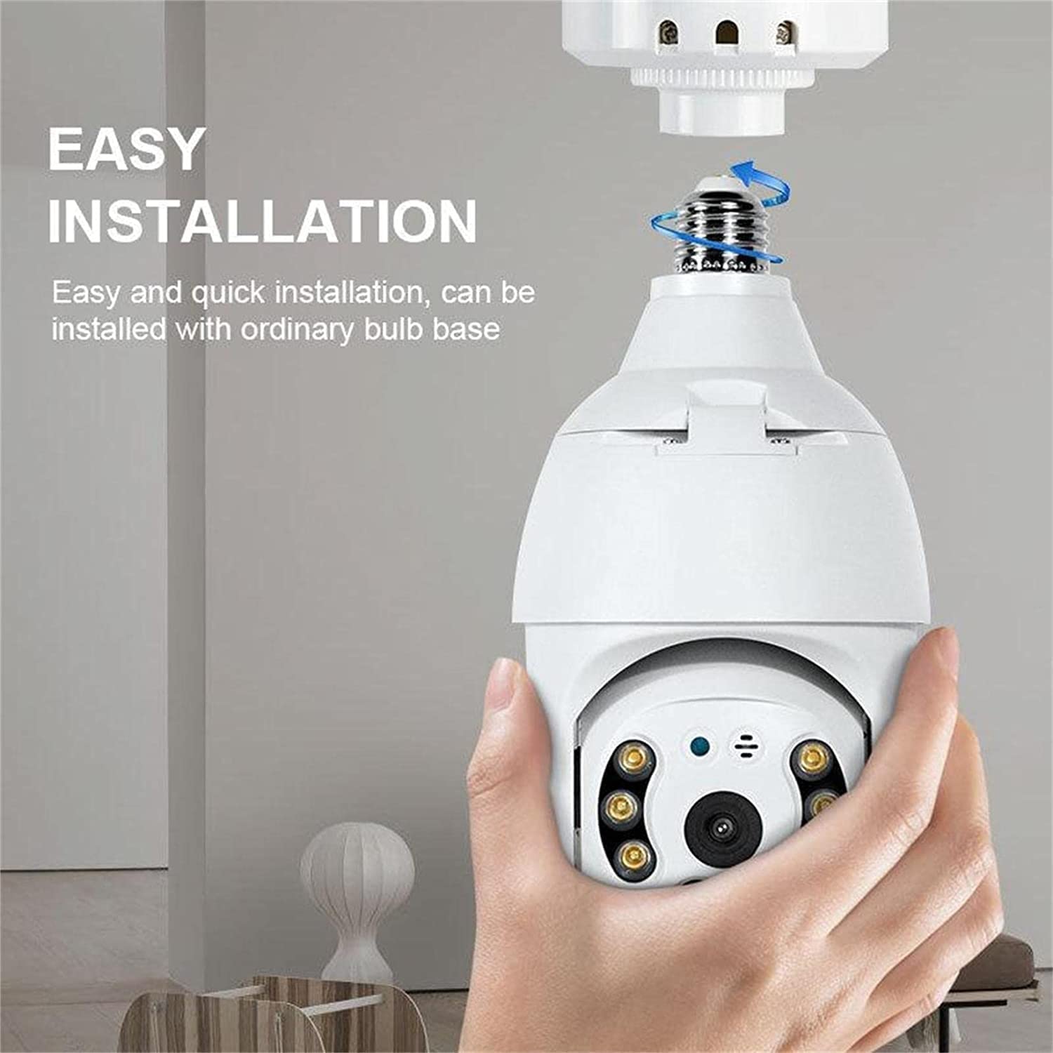 Light Bulb Security Camera 2.4GHz & Wireless WiFi Outdoor, 1080P Light Socket, Indoor 360° Home Security Cameras, Full Color Day and Night, Smart Motion Detection (1PC, Support 5G)