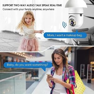 Light Bulb Security Camera, 2.4G 1080P Wireless Light Bulb Camera for Pet Camera, 360 ° PTZ Light Socket Camera with Motion Detection Auto Tracking (1PC ∣ White)