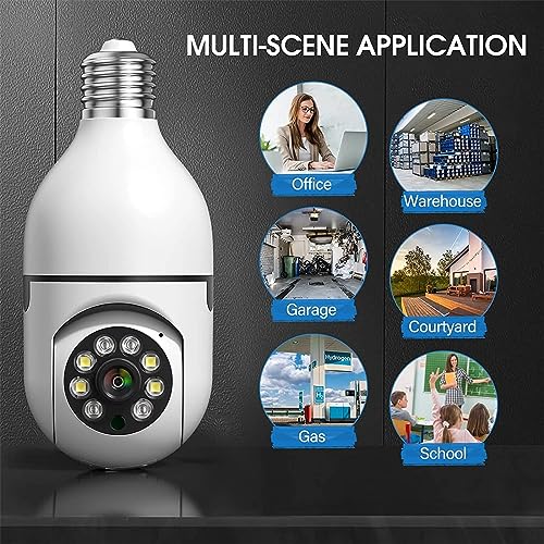 Light Bulb Security Camera, 2.4G 1080P Wireless Light Bulb Camera for Pet Camera, 360 ° PTZ Light Socket Camera with Motion Detection Auto Tracking (1PC ∣ White)