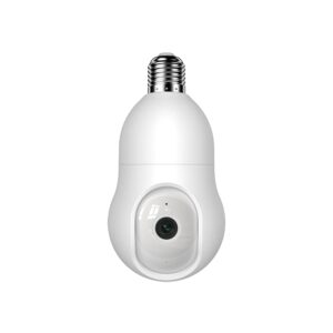 nu-set light bulb camera, smart wifi home security camera with pan-tilt panoramic view, 4mp, white