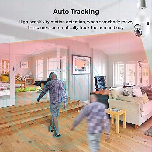 1080P Light Bulb Camera, Wireless WiFi Home Security Camera 360° Surveillance Cam with Motion Detection Alarm Night Vision Light Socket Camera (1 Pack 5G&2.4G with 64G SD Card)