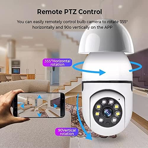 1080P Light Bulb Camera, Wireless WiFi Home Security Camera 360° Surveillance Cam with Motion Detection Alarm Night Vision Light Socket Camera (1 Pack 5G&2.4G with 64G SD Card)