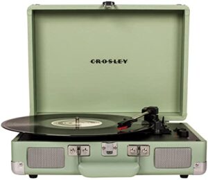 crosley cr8005f-mt cruiser plus vintage 3-speed bluetooth in/out suitcase vinyl record player turntable, mint