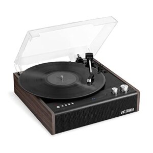 victrola eastwood 3-speed bluetooth turntable with built-in speakers and dust cover | upgraded turntable audio sound | espresso (vta-72-esp)