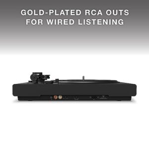 Victrola Hi-Res Black Vinyl Record Player, Audio Technica AT-VM95E Cartridge, aptX Adaptive Bluetooth Connectivity, Gold Plated RCA & Preamp Output, Stylish Sleek Bluetooth Turntable