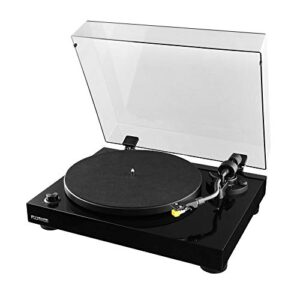 fluance rt80 classic high fidelity vinyl turntable record player with audio technica at91 cartridge, belt drive, built-in preamp, adjustable counterweight, solid wood plinth - piano black