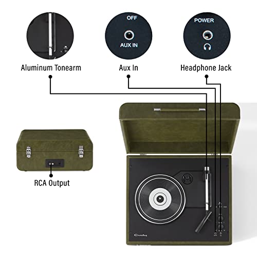 Crosley CR6255A-FG Mercury Vintage 3-Speed Bluetooth in/Out Turntable with Built-in Speakers, Forest Green