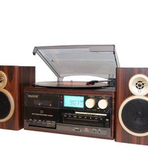 Boytone BT-28SPM, Bluetooth Classic Style Record Player Turntable with AM/FM Radio, CD / Cassette Player, 2 Separate Stereo Speakers