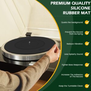 Turntable Platter Mat Black Rubber Silicone Design for Universal to All LP Vinyl Record Players