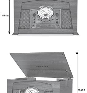 Crosley CR7015A-GY Medley 3-Speed Vinyl Record Player Turntable with Bluetooth, AM/FM Radio, CD Player, Cassette Deck, and Aux-in, Gray