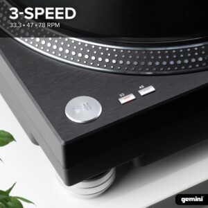 Gemini Sound 2 Speed Belt Drive Vinyl Record Player DJ Turn Table for Home Stereo with USB Interface and Audacity Software Included