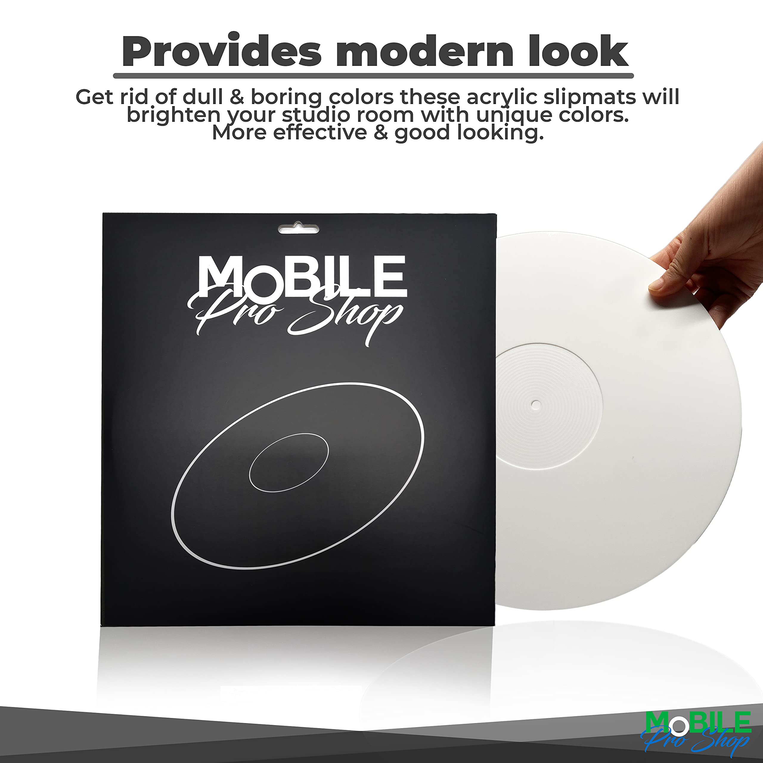 Mobile Pro Shop Acrylic Turntable Mat - Acrylic Slipmat for Vinyl LP Record Players - Improves Sound Quality & Provides Tighter Bass - Anti Static Platter mat (White)