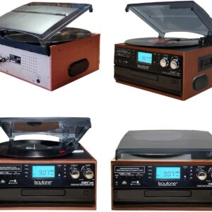 Boytone BT-22MS, Bluetooth Record Player Turntable, AM/FM Radio, Cassette, CD Player, 2 Built in Speaker, Ability to Convert Vinyl, Radio, Cassette, CD to MP3 Without a Computer, SD Slot, USB, AUX