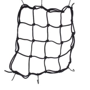 cargo net, 30x30cm motorcycle 6 adjustable plastic hook hold down cargo web bungee cord packing mesh net gear luggage netting with small mesh(black)