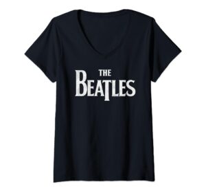 womens the beatles logo v-neck t-shirt